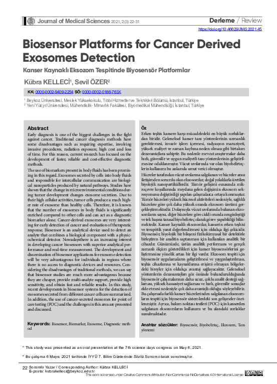 (PDF) Biosensor Platforms for Cancer Derived Exosomes Detection