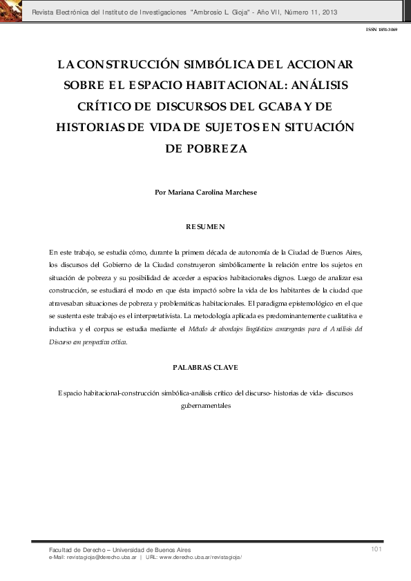 (PDF) The Symbolic Construction of Actions on Living Space: Critical ...