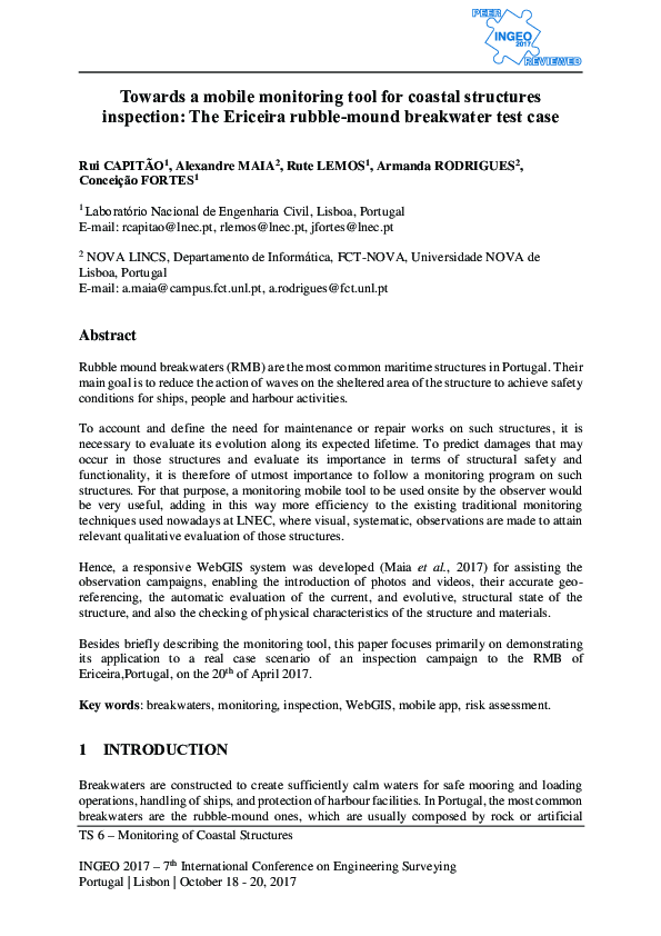 (PDF) Towards a mobile monitoring tool for coastal structures inspection: The Ericeira rubble ...