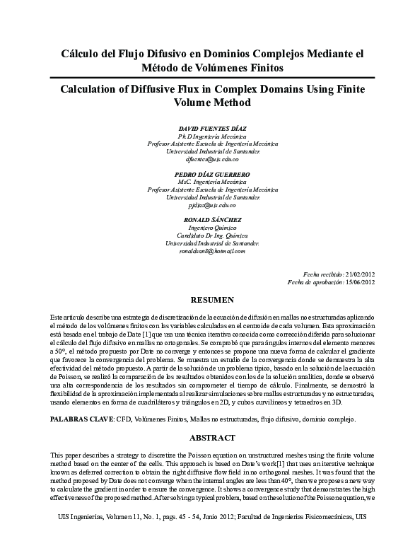 (PDF) Cálculo del Flujo Difusivo en Dominios Complejos Mediante el ...