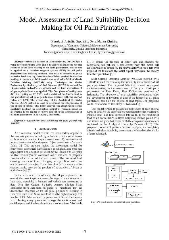 (PDF) Model assessment of land suitability decision making for oil palm ...