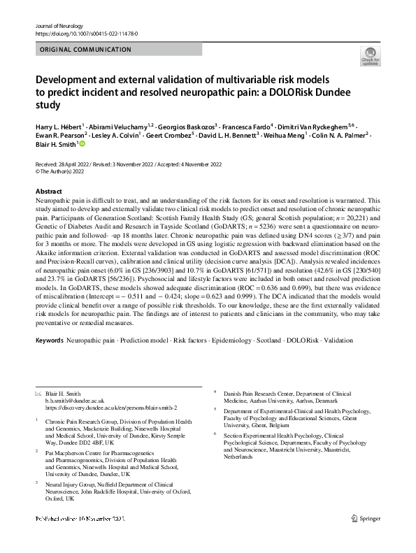 (PDF) Development and external validation of multivariable risk models to predict incident and ...