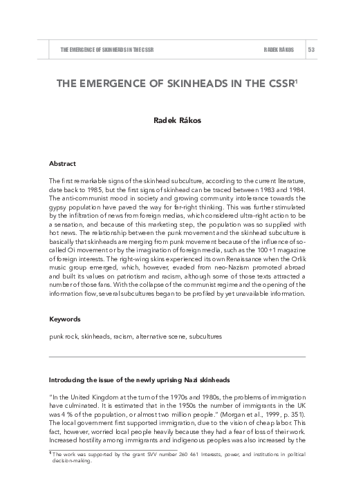 (PDF) The Emergence of Skinheads in the CSSR