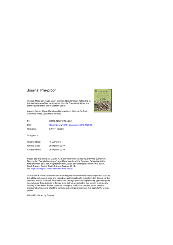(PDF) The late Messinian “Lago-Mare” event and the Zanclean Reflooding ...