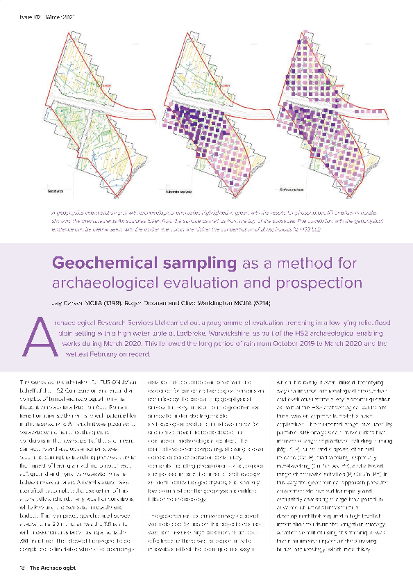 (PDF) Geochemical sampling as a method for archaeological evaluation ...