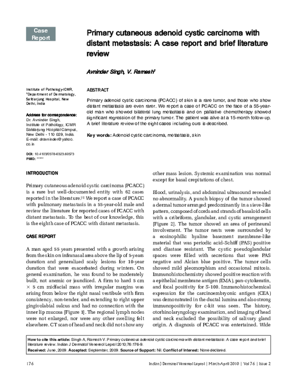 (PDF) Primary Cutaneous Adenoid Cystic Carcinoma With Lymph Node Metastasis