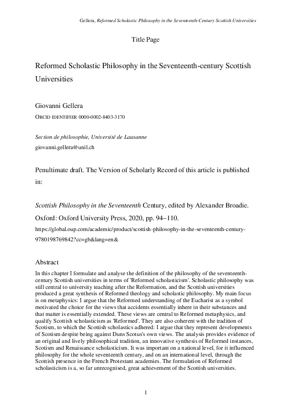 (PDF) Reformed Scholastic Philosophy in the Seventeenth-Century ...