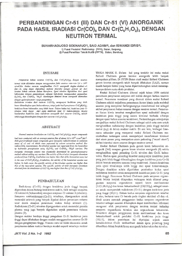 (PDF) PERBANDINGAN Cr-51 (III) DAN Cr-S1 (VI) ANORGANIK PADA HASIL ...