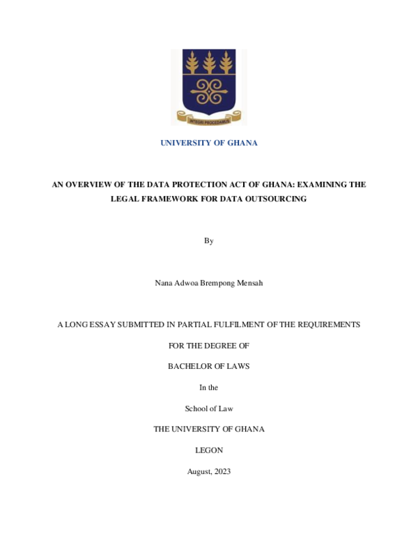 Pdf An Overview Of The Data Protection Act Of Ghana Examining The Legal Framework For Data