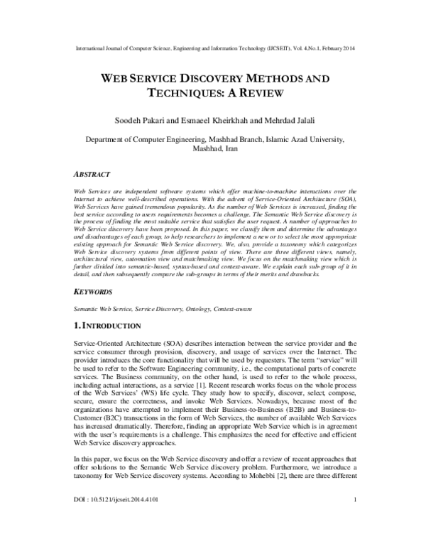 (PDF) Web Service Discovery Methods and Techniques: A Review