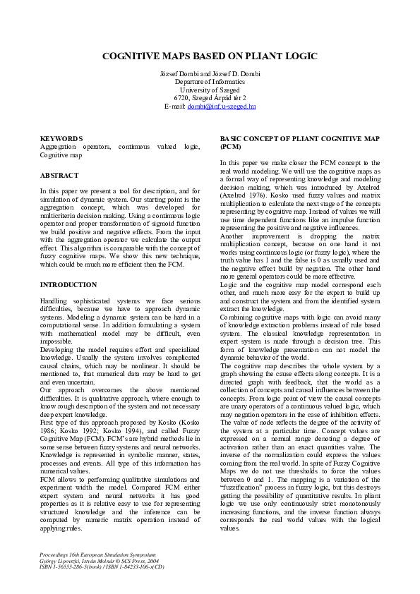 (PDF) Cognitive Maps Based on Pliant Logic