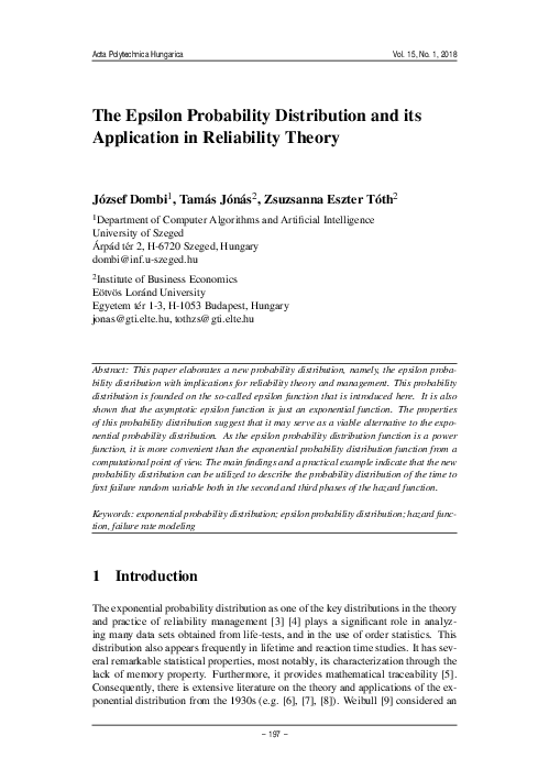 (PDF) The Epsilon Probability Distribution and its Application in Reliability Theory