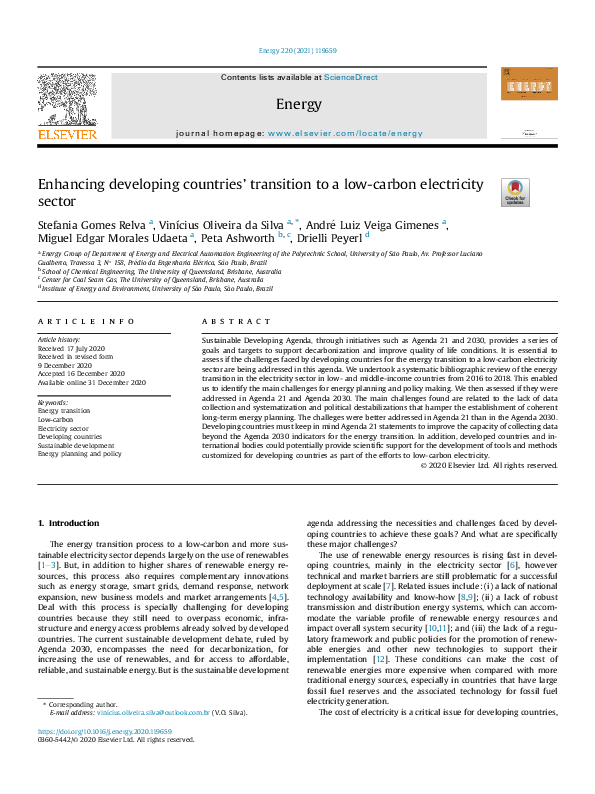 (PDF) Enhancing developing countries’ transition to a low-carbon electricity sector