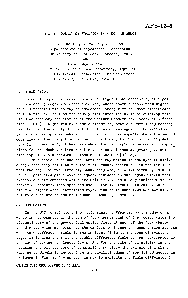 (PDF) High-frequency diffraction by a double wedge