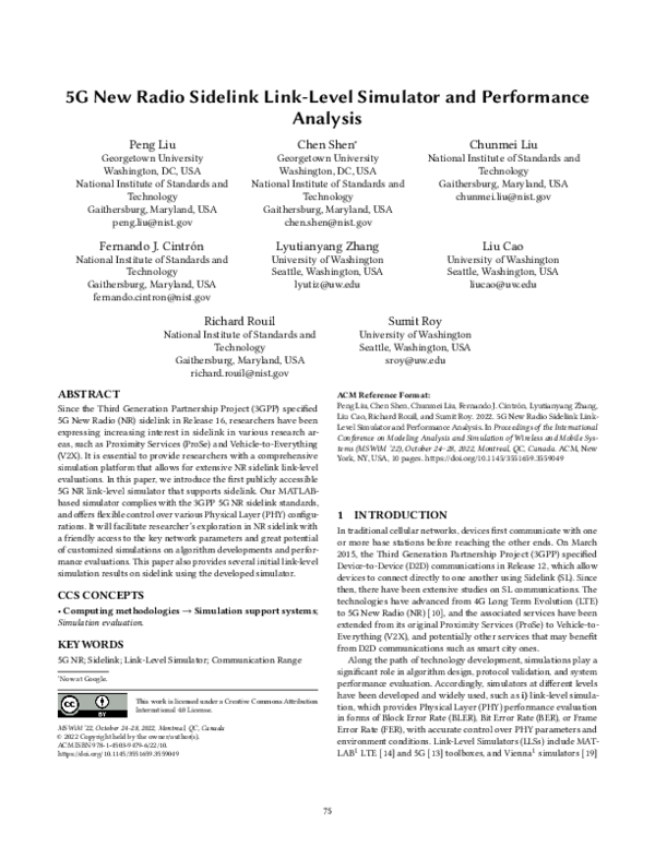 Pdf 5g New Radio Sidelink Link Level Simulator And Performance Analysis