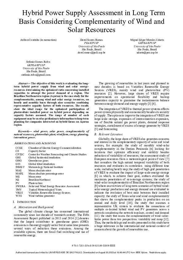 (PDF) Hybrid Power Supply Assessment in Long Term Basis Considering ...