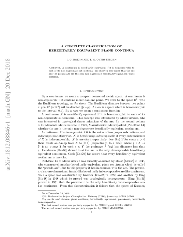 (PDF) A complete classification of hereditarily equivalent plane continua