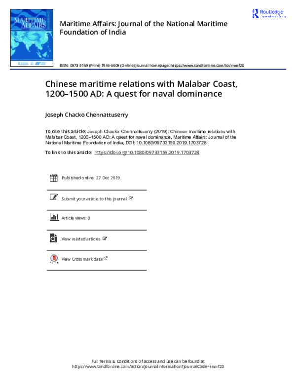 (PDF) Chinese maritime relations with Malabar Coast, 1200–1500 AD: A ...