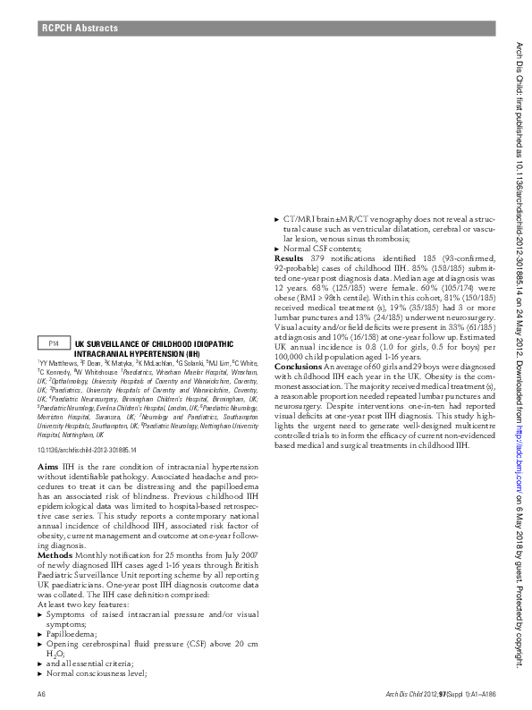 (PDF) UK surveillance of childhood idiopathic intracranial hypertension ...