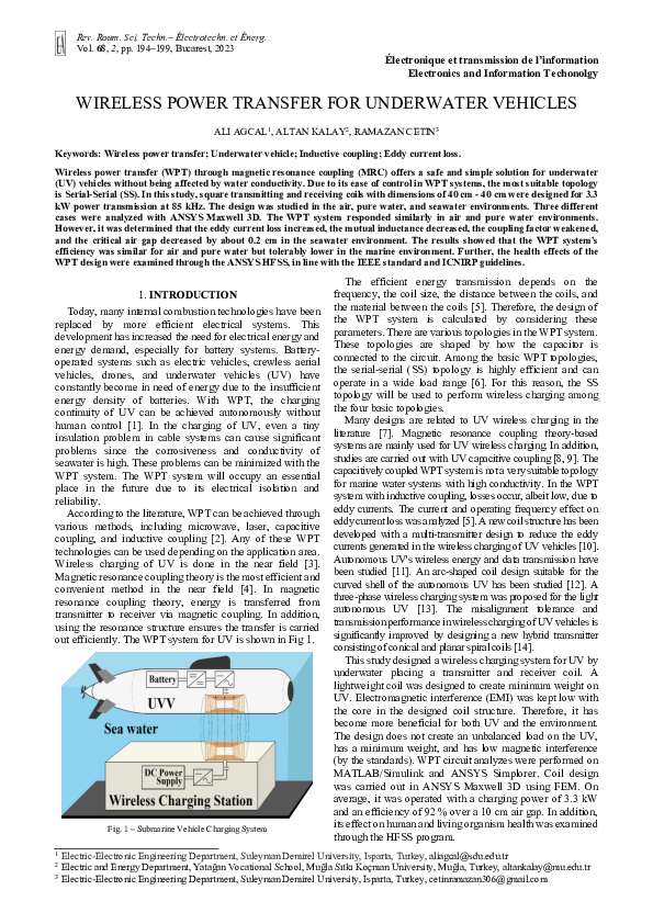 (PDF) Wireless Power Transfer for Underwater Vehicles