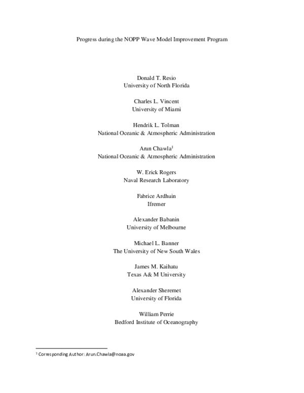 (PDF) Progress during the NOPP Wave Model Improvement Program ...