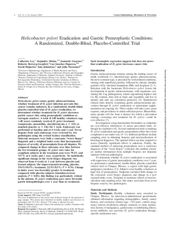 (PDF) Helicobacter pylori Eradication and Gastric Preneoplastic Conditions