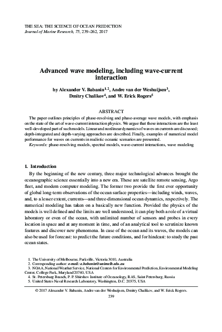 (PDF) Advanced wave modeling, including wave-current interaction