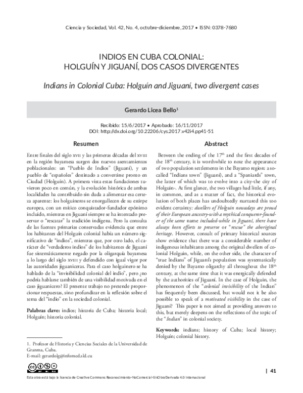 (PDF) Indios en Cuba Colonial: Holguín y Jiguaní, dos casos divergentes
