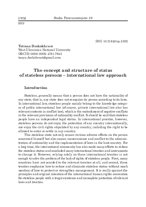 (PDF) The concept and structure of status of stateless persons ...