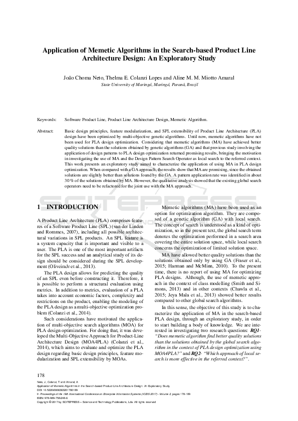 (PDF) Application of Memetic Algorithms in the Search-based Product ...