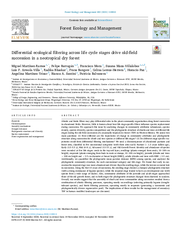 (PDF) Differential ecological filtering across life cycle stages drive ...