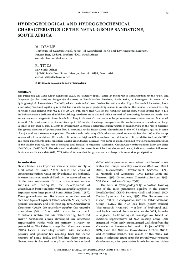 (PDF) Hydrogeological and hydrogeochemical characterization of a ...