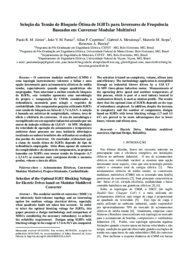 (PDF) Selection of the Optimal IGBT Blocking Voltage for Electric Drives based on Modular ...