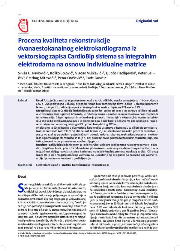 Pdf Evaluation Of Twelve Lead Electrocardiography Reconstruction Quality From Vector Cardiobip