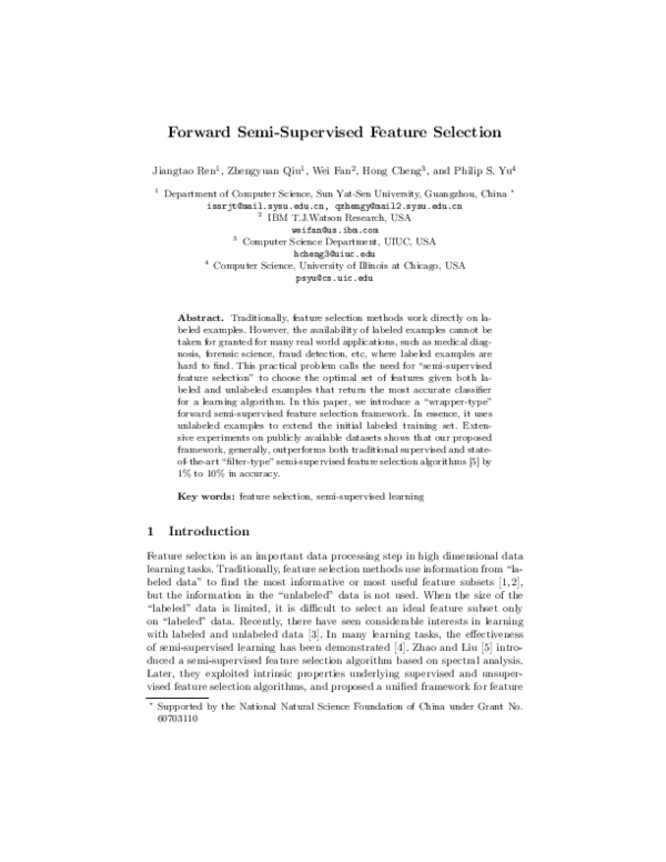 (PDF) Forward Semi-supervised Feature Selection