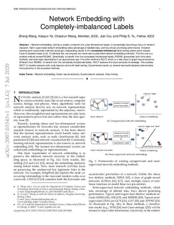 (PDF) Network Embedding With Completely-Imbalanced Labels