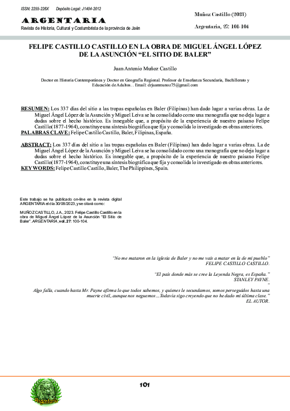 (PDF) FELIPE CASTILLO CASTILLO EN LA OBRA DE MIGUEL ÁNGEL LÓPEZ DE LA ...