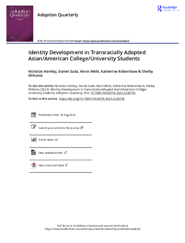 (PDF) Identity Development in Transracially Adopted Asian/American ...