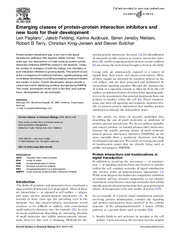 (PDF) Emerging classes of protein–protein interaction inhibitors and ...