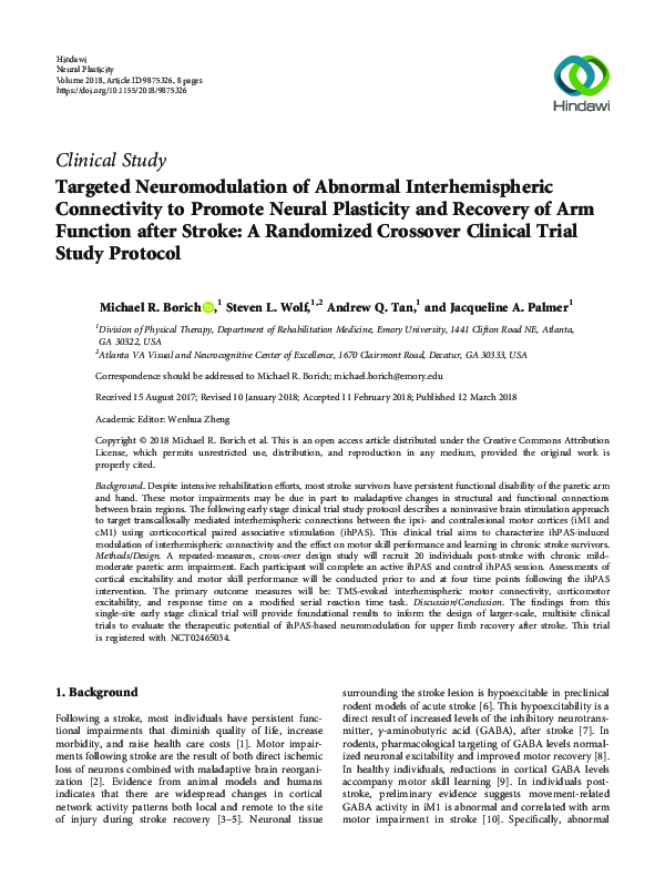 (PDF) Targeted Neuromodulation of Abnormal Interhemispheric ...