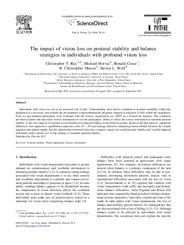(PDF) The impact of vision loss on postural stability and balance ...