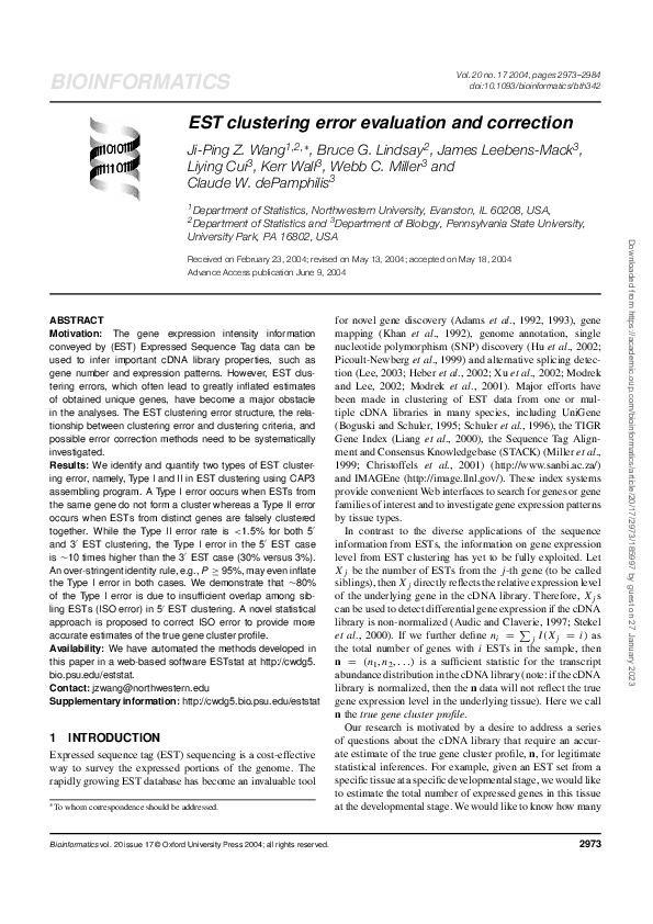 (PDF) EST clustering error evaluation and correction