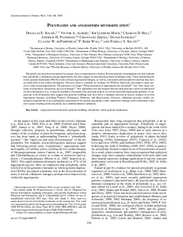 (PDF) Polyploidy and angiosperm diversification