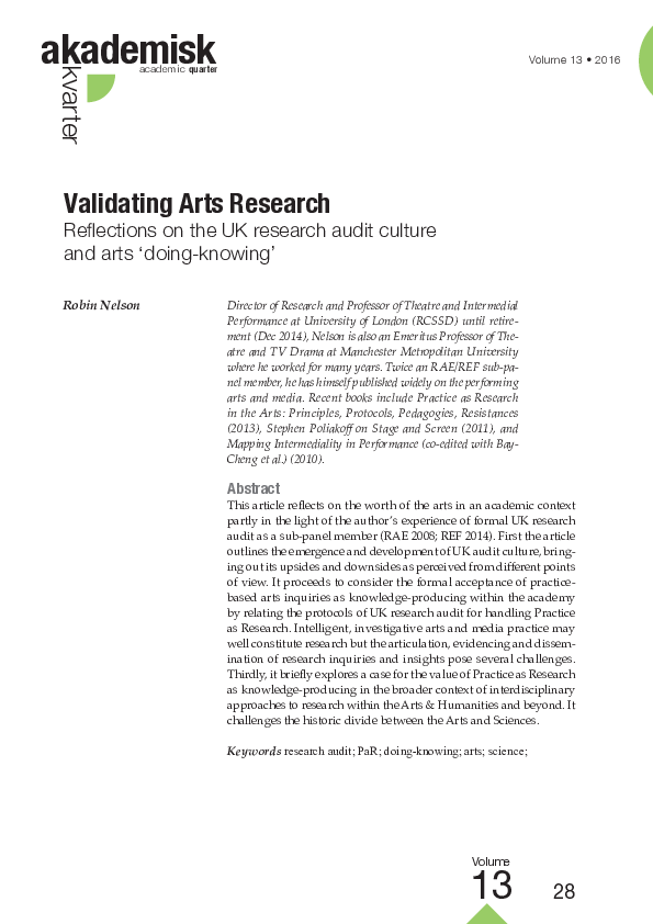 (PDF) Validating Arts Research