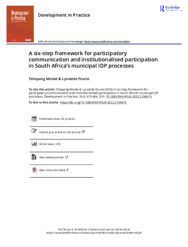 (PDF) A six-step framework for participatory communication and ...