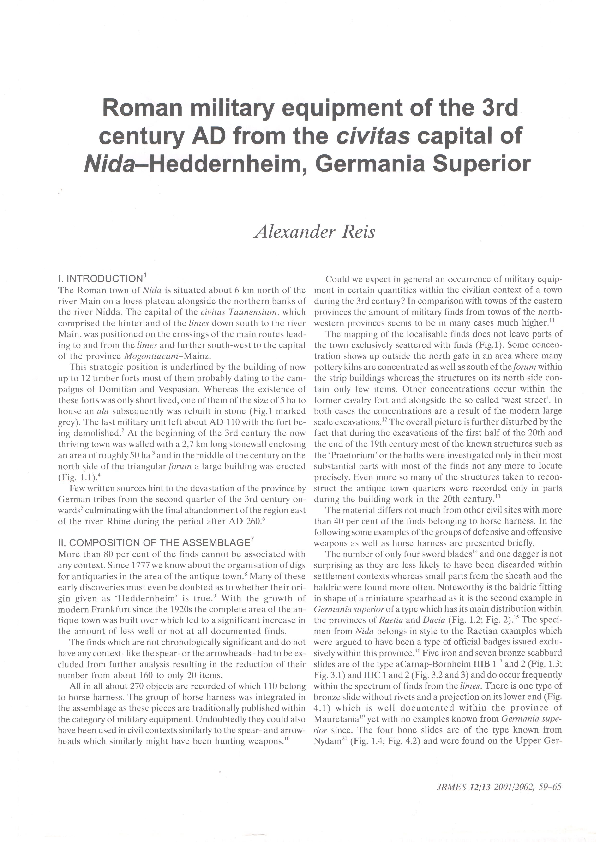 (PDF) Roman military equipment of the 3rd century AD from the civitas ...