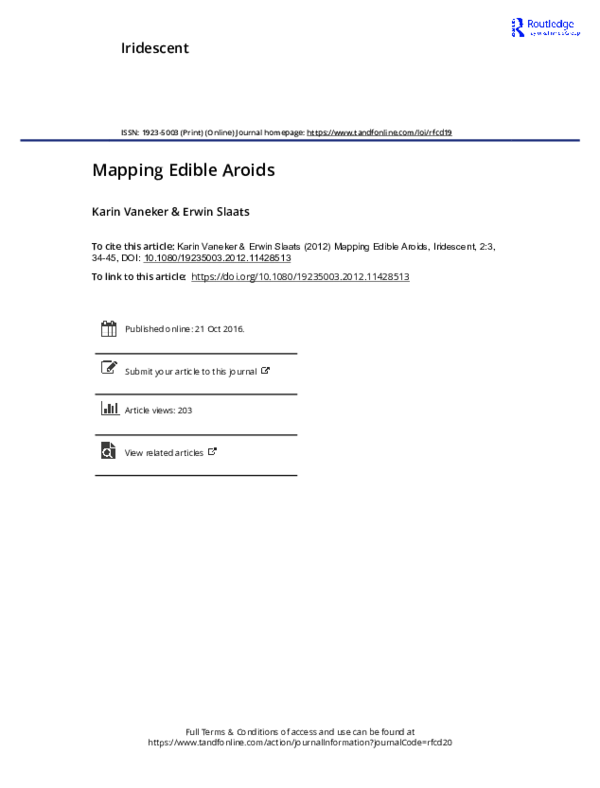 (PDF) Mapping Edible Aroids