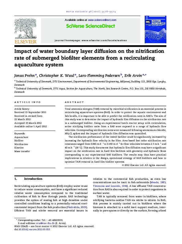 (PDF) Impact of water boundary layer diffusion on the nitrification ...
