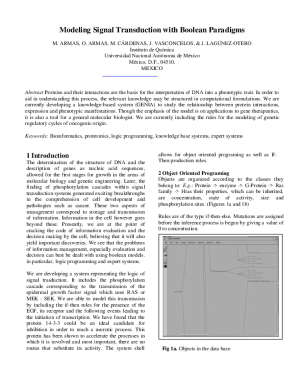 (PDF) Modeling Signal Transduction with Boolean Paradigms