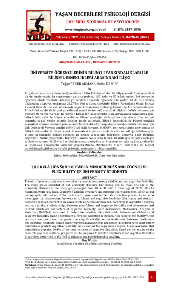 (PDF) The Relationship Between Mindfulness and Cognitive Flexibility of ...